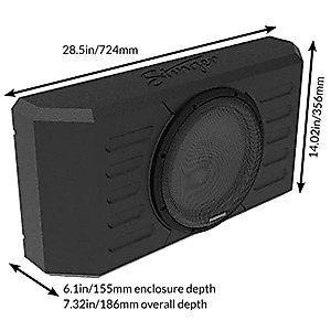 STINGER 800 Watt 12” Custom Shallow Loaded Subwoofer Enclosure for Wrangler JK/JKU, JL/JLU, Weatherproof, Mounting Hardware Included (Black)