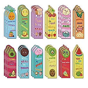36 Pieces Fruit Scented Bookmarks 12 Different Styles Scratch and Sniff Bookmarks with Vivid Fruit Image Cute Fruit Theme Bookmarks for Boy Girl Students and Reading Lovers