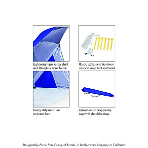 ONIVA - a Picnic Time brand Brolly Beach Umbrella Tent, (Navy Blue & White Stripe),One Size