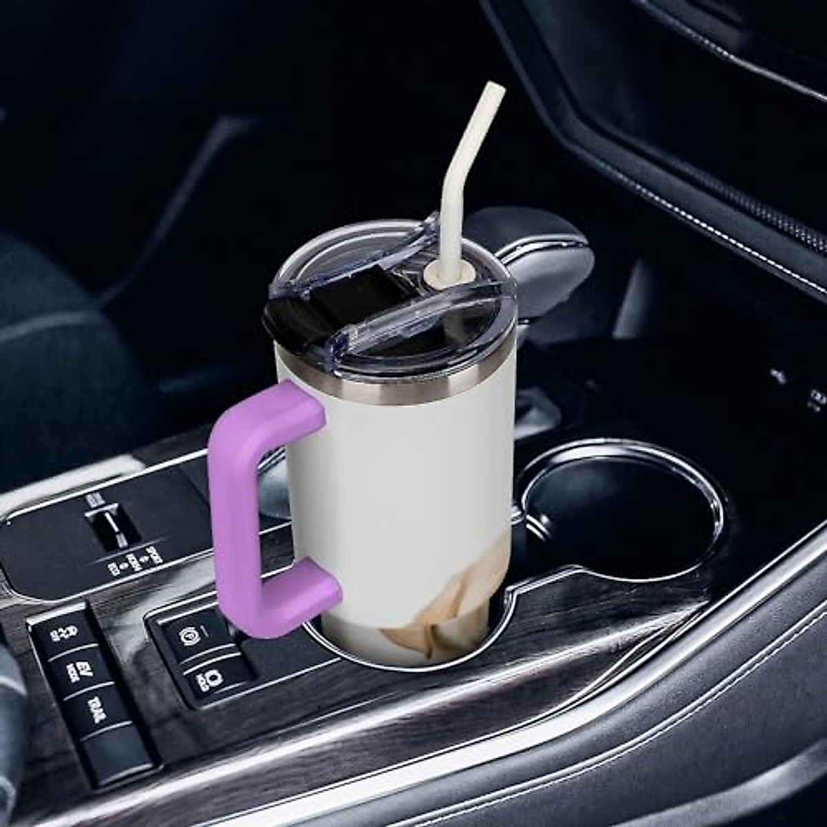 LLUTSNTH 40 Oz Vacuum Tumbler with Violet Handle Leakproof Insulated Tumbler Funny Labrador Puppy Dog Stainless Steel Travel Mug with Lid And Straw Coffee Cup Cute Water Bottles Cup Holder Friendly