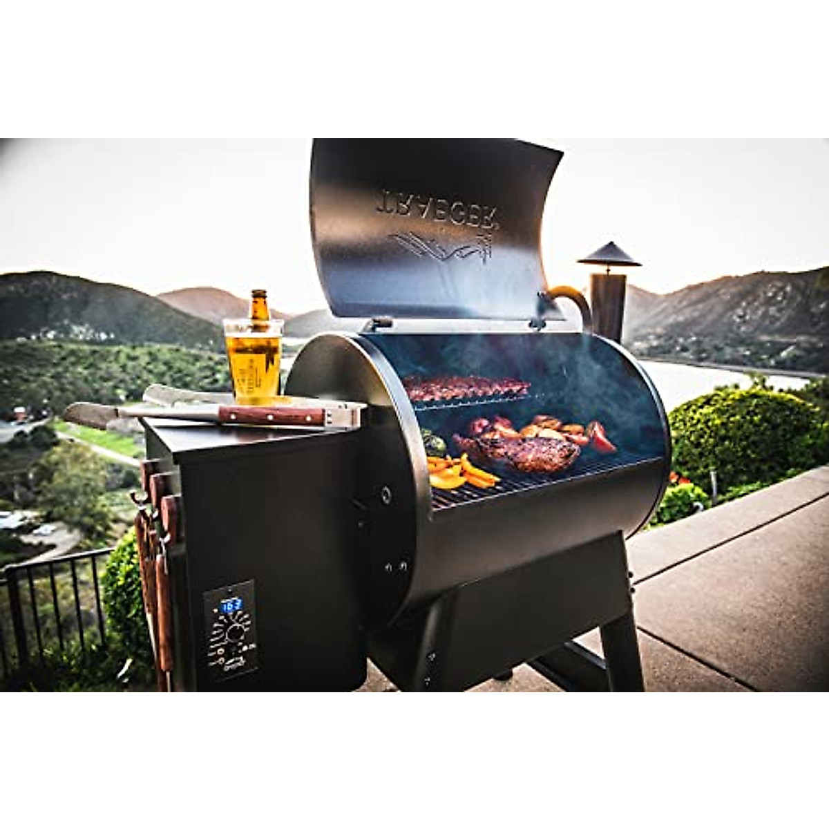 Traeger Grills Pro Series 22 Electric Wood Pellet Grill and Smoker, Bronze, Extra large & Etekcity Infrared Thermometer 1080, Heat Temperature Temp Gun, Yellow