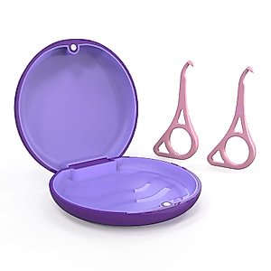 Aligner Case with Magnetic Closure and Textured Liner, Solid Orthodontic Retainer Case with 2Pcs Aligner Removal Tools, for Invisalign, Aligner, Night Guard (Purple + Pink)
