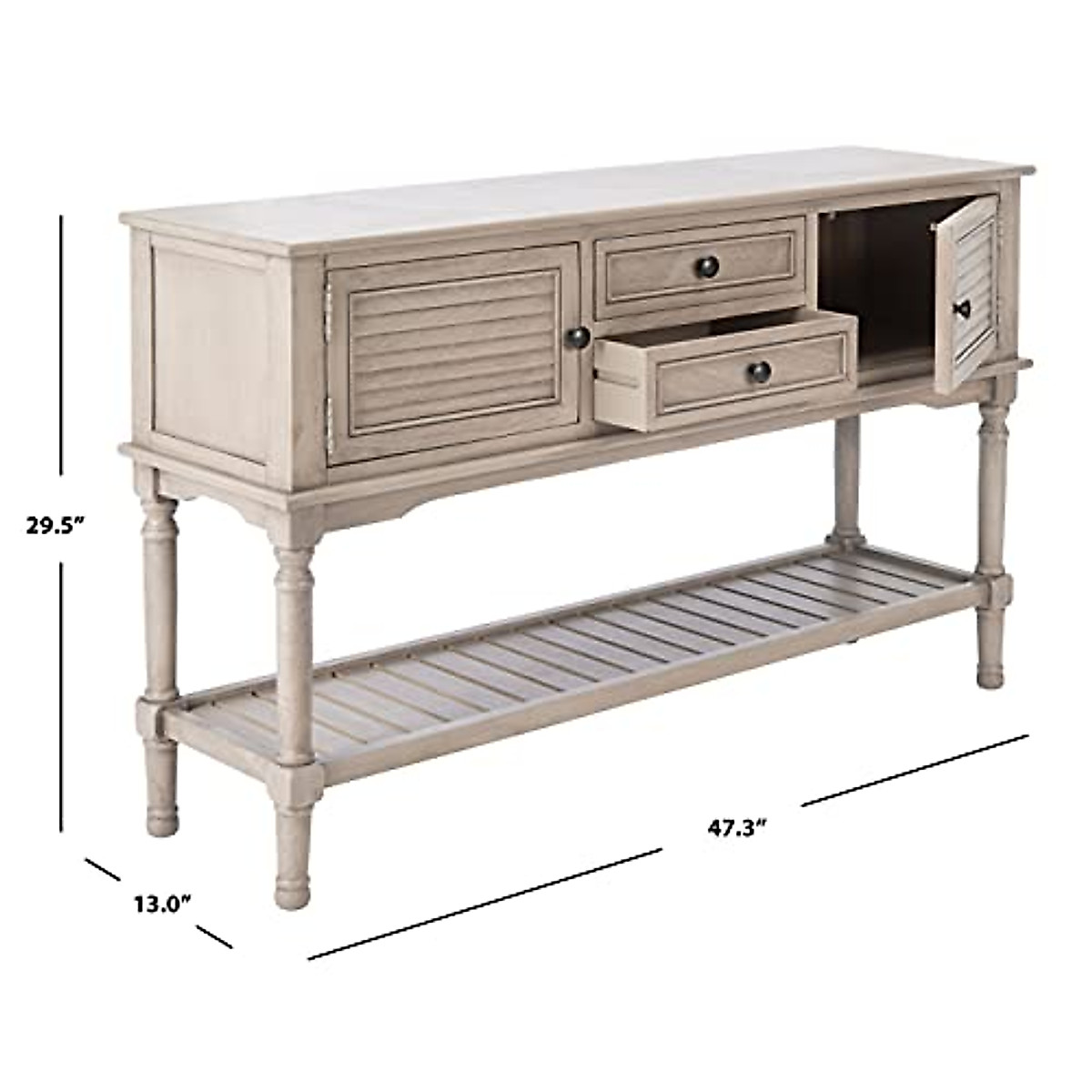 Safavieh Home Collection Tate Greige 2-Drawer Bottom Shelf 2-Door Console Table