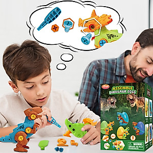 8 Pack Take Apart STEM Dinosaur Toys for Kids 3-5 Prefilled Dinosaur Eggs Learning Educational Building Construction Set for Toddlers Boys Girls Age 3 4 5 6 7 8 Year Old Birthday Gifts