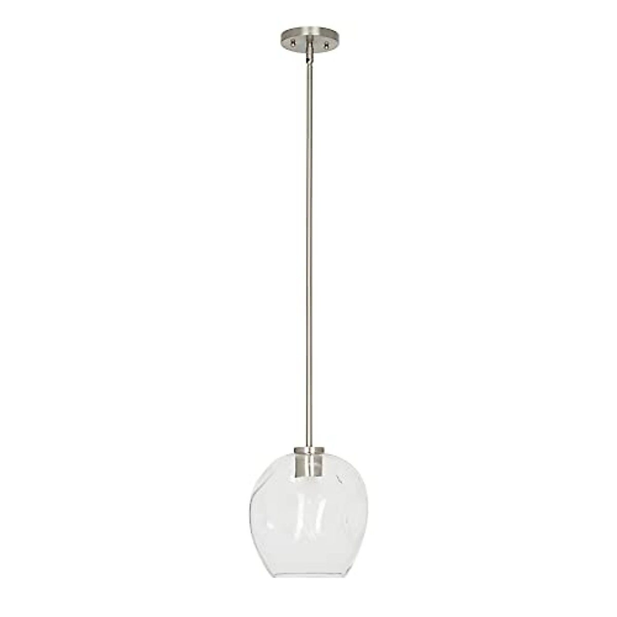 Catalina 9" Modern Clear Glass Round Mini Pendant Ceiling Light, Brushed Nickel