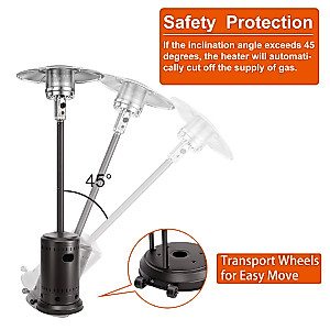 Patio Heater, 50,000 BTU Outdoor Patio Heater with Stainless Steel Burner, Wheels, Patio Heater for Home Use Commercial and Residential