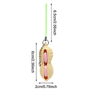 Honbay 6PCS Cute Peanut Decompression Toy Squeeze Peanut Fidget Toy Extrusion Peanut Keychain Keyring Stress Relieving Keychain Toys