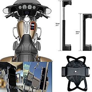 Heavy Duty Magnetic Mount &Aluminum Smartphone Holder w/Security Tether for iphone 14 13 Pro Max Galaxy S23 S22 Pixel *Best for Motorcycle Snow Mobile Forklift Gym Workout or anything magnet stick on
