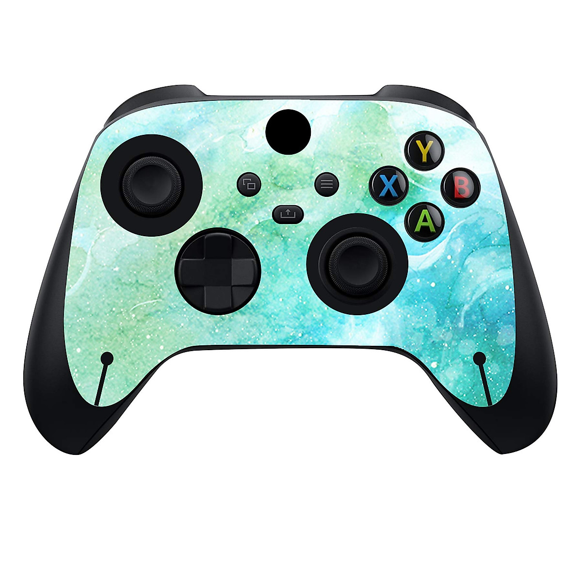 PlayVital Blue Green Watercolour Custom Vinyl Skins for Xbox Series X, Wrap Decal Cover Stickers for Xbox Series X Console Controller