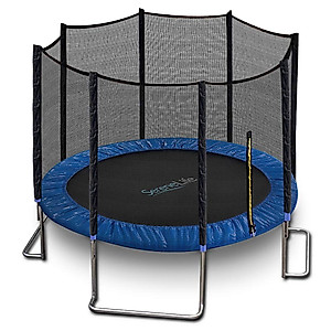 SereneLife ASTM Approved Stable Trampoline Strong with Net Enclosure Outdoor for Teens and Adults – Reinforced, Blue