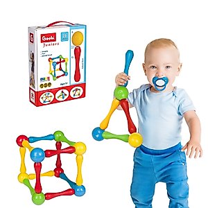 Goobi 20 Piece Construction Set Large Building Blocks Developmental Play Sticks STEM Learning Vibrant Colors Creativity Imagination 3D Puzzle Educational Toys for 1 Year Old Toddlers Preschool