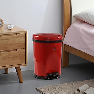 Vadidiya 2.6 Gallon Plastic Step on Trash Bin, Round Garbage Can with Foot Pedal, Red