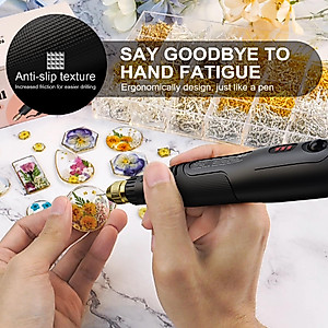 LET'S RESIN Cordless Resin Drill,3-speed Adjustment &Rechargeable Jewelry Drill with Deburring Tool&19Pcs Accessories,Multi-Purpose Hand Drill Resin Tool for Resin Molds, Keychain Molds