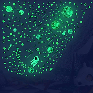 ZHW 849pcs Glow in The Dark Stars and Planets Wall Stickers for Ceiling, Glowing Solar System Galaxy Wall Decals Shining Space Decoration for Kid Girls Boys Living Room Nursery Bedroom