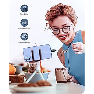 PoP voice Professional Lavalier Microphone for iPhone Wired Lapel Mic for Video Recording (16.4FT)