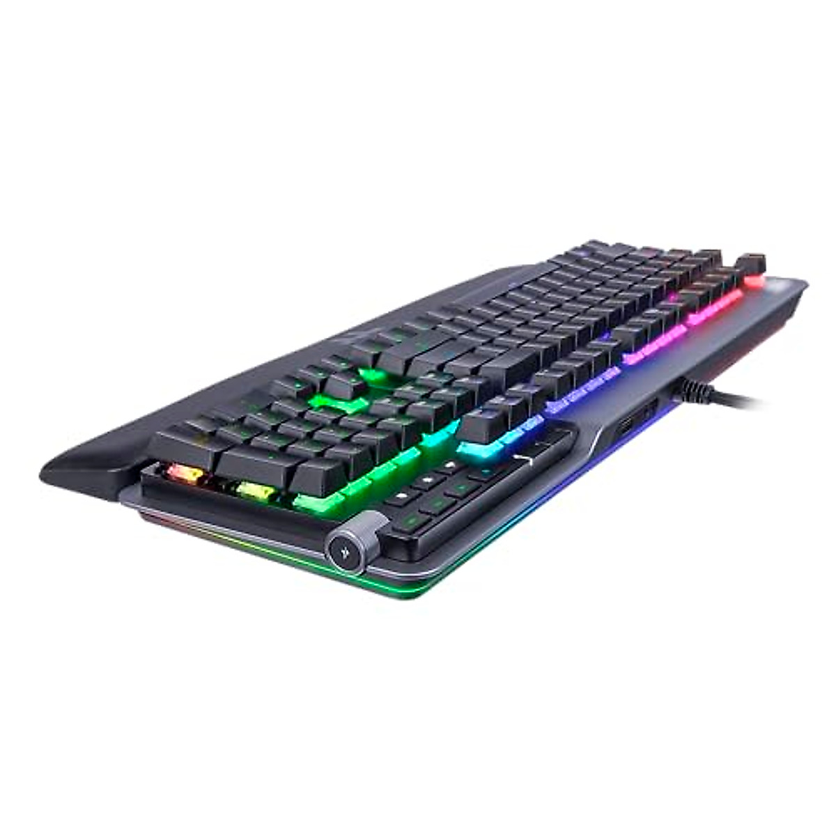 Thermaltake Argent K5 RGB Gaming Keyboard (Blue Switch), Aluminum and Streamlined Titanium Design, 16.8 Million RGB Color, Anti-ghosting, Magnetic Synthetic Leather Wrist Rest, GKB-KB5-BLSRUS-01