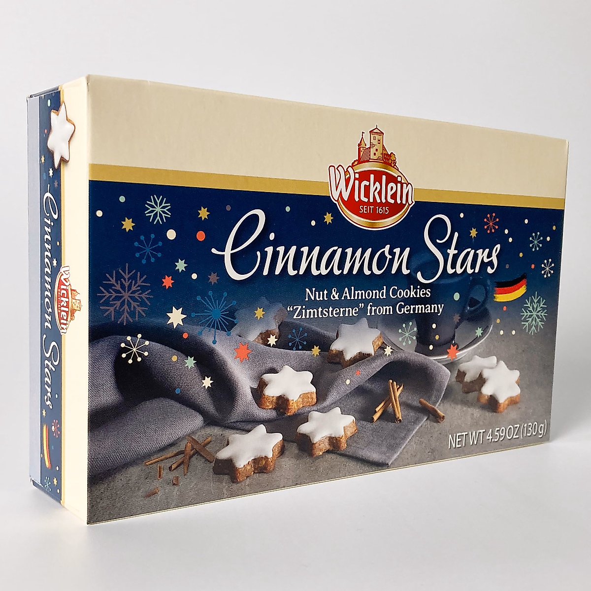 Wicklein Zimtsterne Cinnamon Star Cookie - Nuss-sterne German Holiday Cookies - With Nuts & Almonds, 5.29 oz