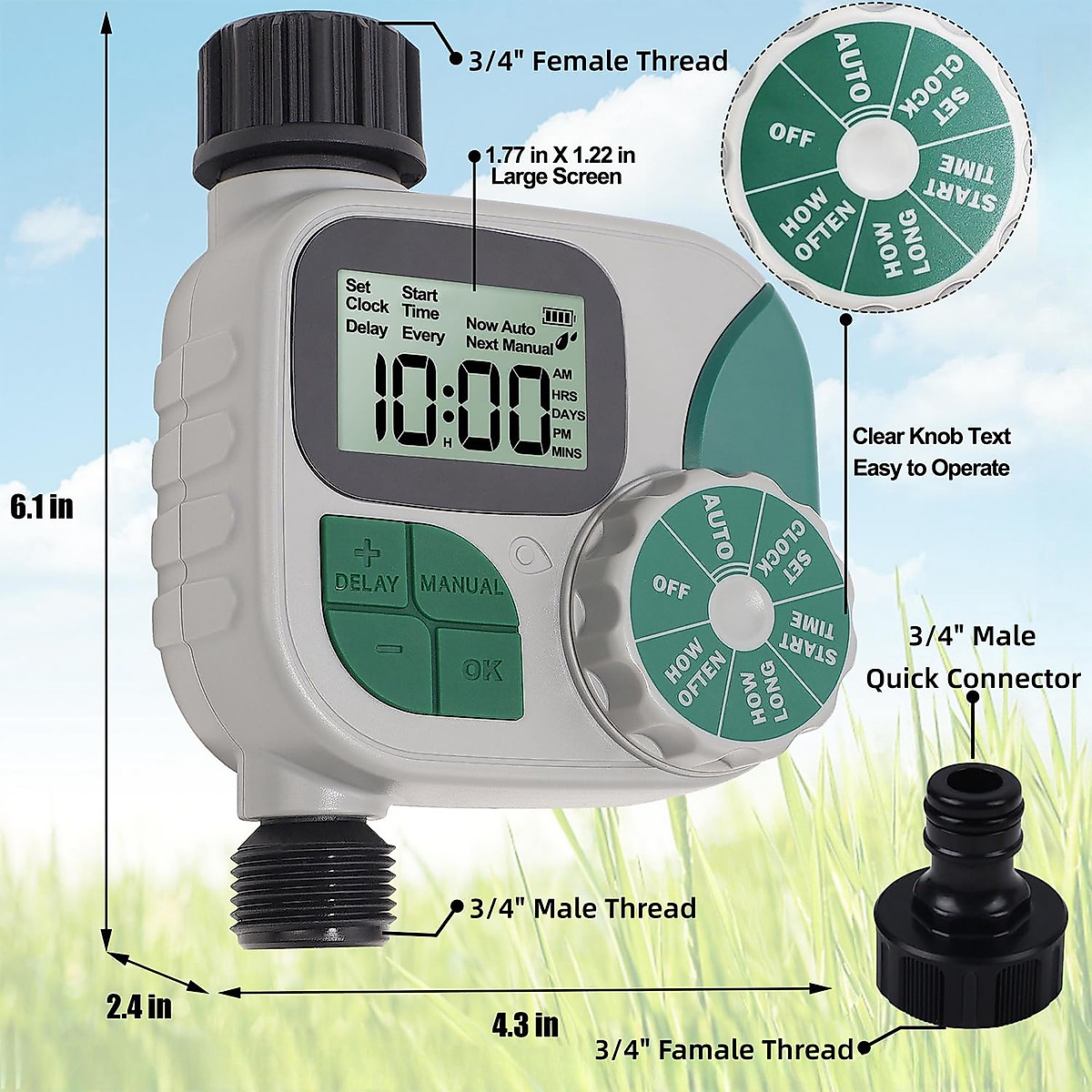 Biswing Watering Timer for Garden Hose, Outlet Hose Water Sprinkler Timers, Programmable Hose Timer with Digital Irrigation Timer System, Battery Operated for Outdoor Yard Lawn Garden Watering