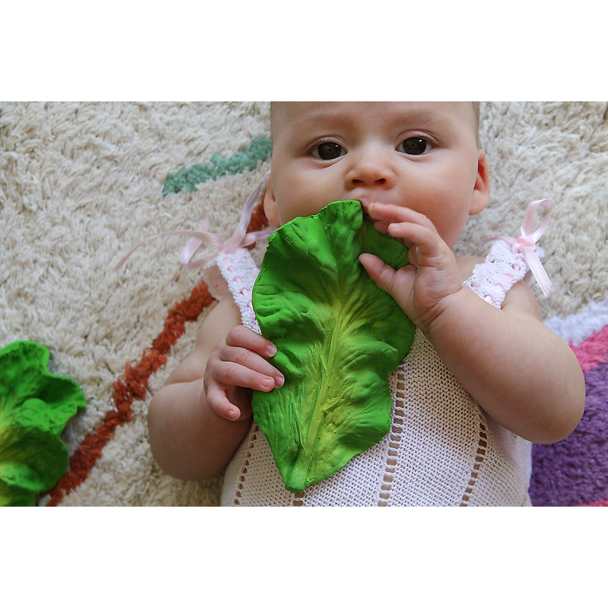 Oli & Carol Natural Rubber Teether - Vegetable Shaped Teething Toy for Babies 0-12 Months | Baby Teething Relief | Teethers for Infants 0-6 & 6-12 Months | Natural Hevea Rubber (Kendall The Kale)