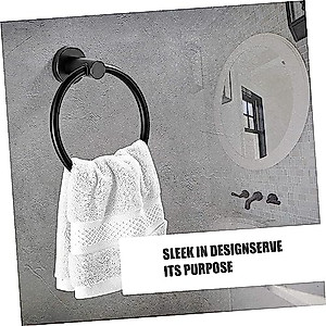 Uonlytech 6 pcs Hand Rack Towel Hanger and Cabinet with Hook Wall Paper Rod Wall-Mounted Rustic Supplies Black Holder Tissue Steel Toilet Practical Hardware Storage Dispenser