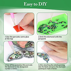 3 Pieces DIY Diamond Painting Suncatcher Wind Chimes, 5D Double Sided Hanging Diamond Art Wind Chime Painting Ornaments with Crystal Pendant for Home Garden Decoration Adults Kids Gift