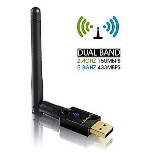 USB Wifi Adapter AC600Mbps with Wi-Fi Antenna for Laptop Desktop PC,Dual Band 5.8G/2.4Ghz Wireless Network Adapters Compatible OS with Windows XP/Vista/ 7/8.1/8 /10 / and Mac Os X 10.6-10.15