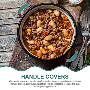 UPKOCH 24pcs Hot Handle Holder Silicone Assist Pan Handle Sleeve Pot Holders Heat-Resistant Cast Iron Skillets Handles Grip Covers for Skillets Frying Pans Casserole Gray Red and Green