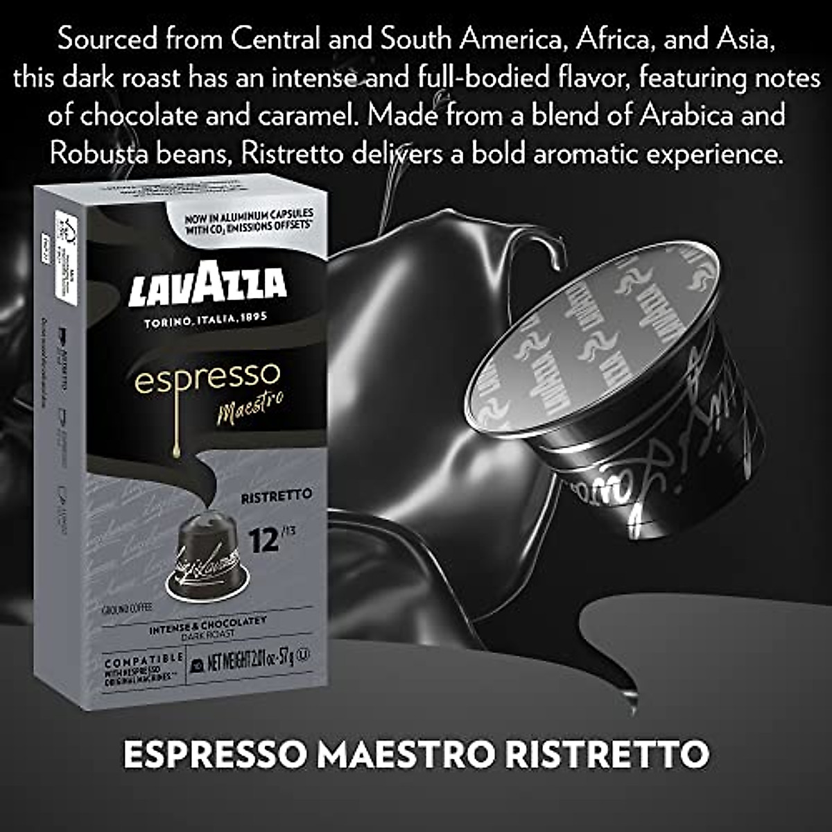Lavazza Variety Pack Aluminum Espresso Capsules Compatible with Nespresso Original Machines Variety Pack (Pack of 60),Value Pack, 6 Packs of 10 single serve Aluminum Nespresso pods