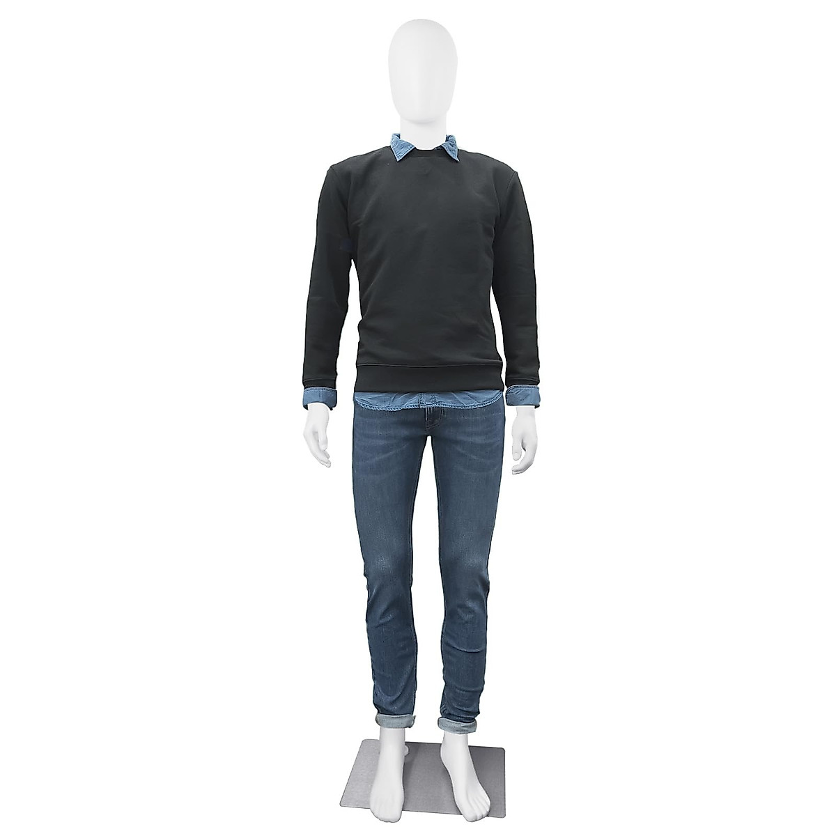 Male Dress Form Mannequin Full Body Adjustable Model Maniquin Stand Realistic Display Maniquine Head Metal Base for Clothing Shops, White Matte 73 inch