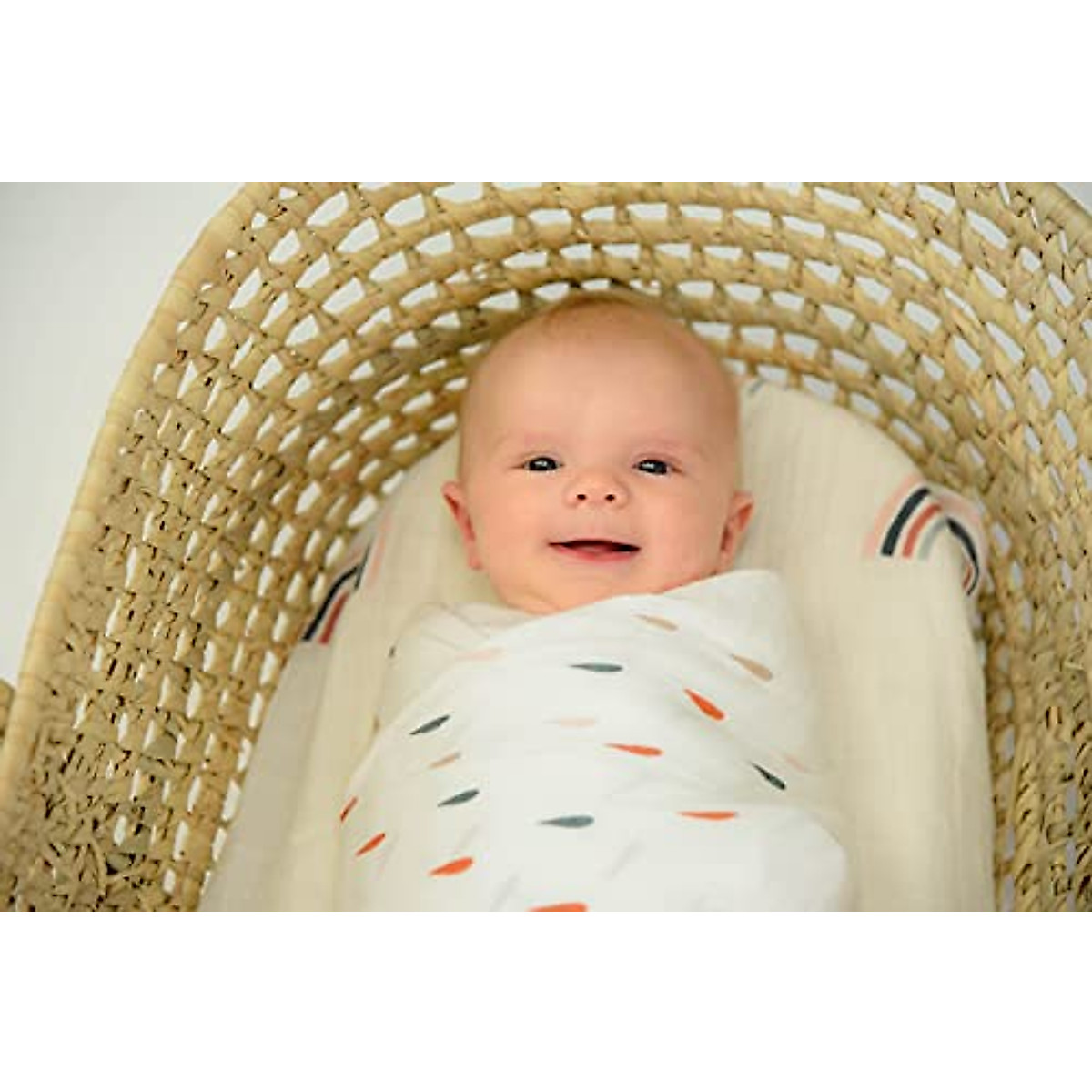 Brilliant Bambino - Baby Swaddle Blanket - 2 Pack | Boho Rainbows + Raindrops Set | Muslin Cotton Blend | Newborn Essentials | Boys & Girls Baby Stuff | Receiving Blanket | Rainbow Baby |