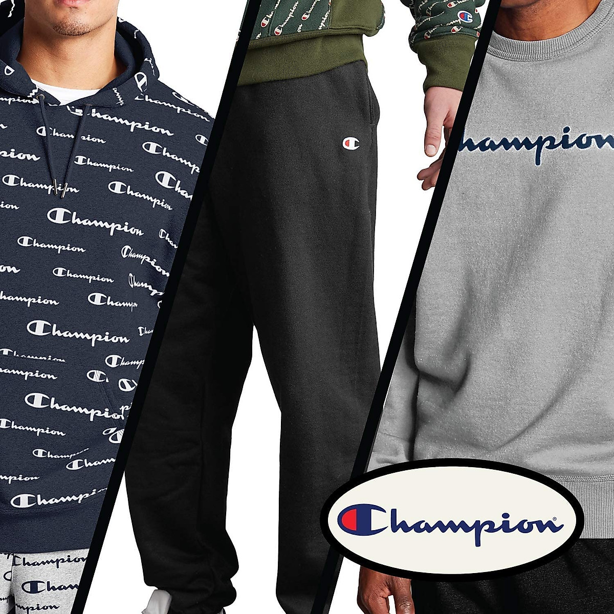 Champion Hoodie for Men Big And Tall Mens Oversized Pullover Fleece Sweatshirt Black