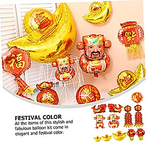 ABOOFAN 24 pcs 2021 Spring Festival Balloons fish balloons Chinese New Year party wall decoration red ballons red balloons foil balloons garland decor Party Decor Scene Layout Balloon Gift
