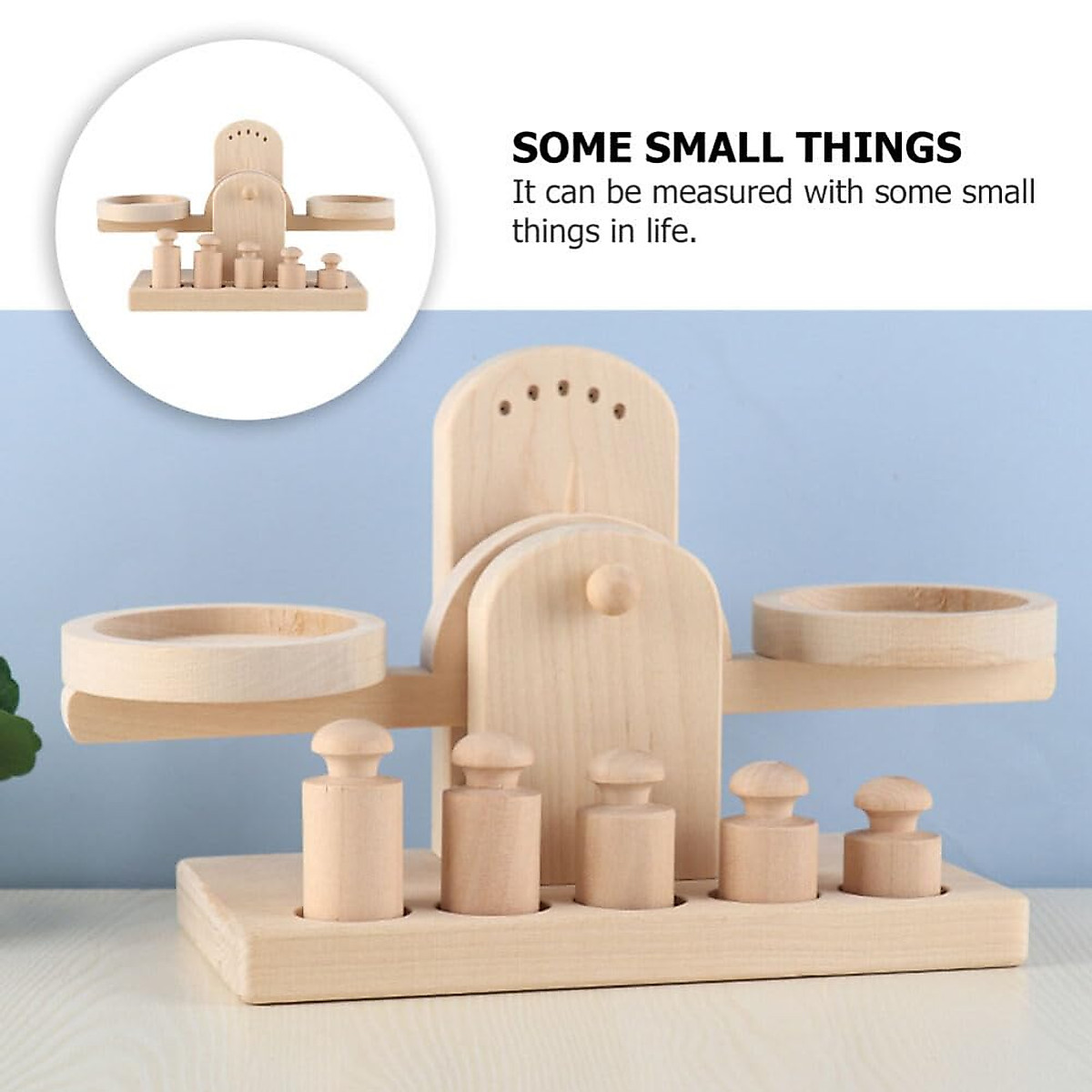 iplusmile Wooden Scale Wooden Montessori Math Materials Weighing Scale Set Preschool Educational Learning Tool 1 Set