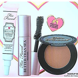 Too Faced Award Winning Minis Makeup Set of 3 Minis: Hangover Face Primer, Better Than Sex Mascara and Chocolate Bronzer