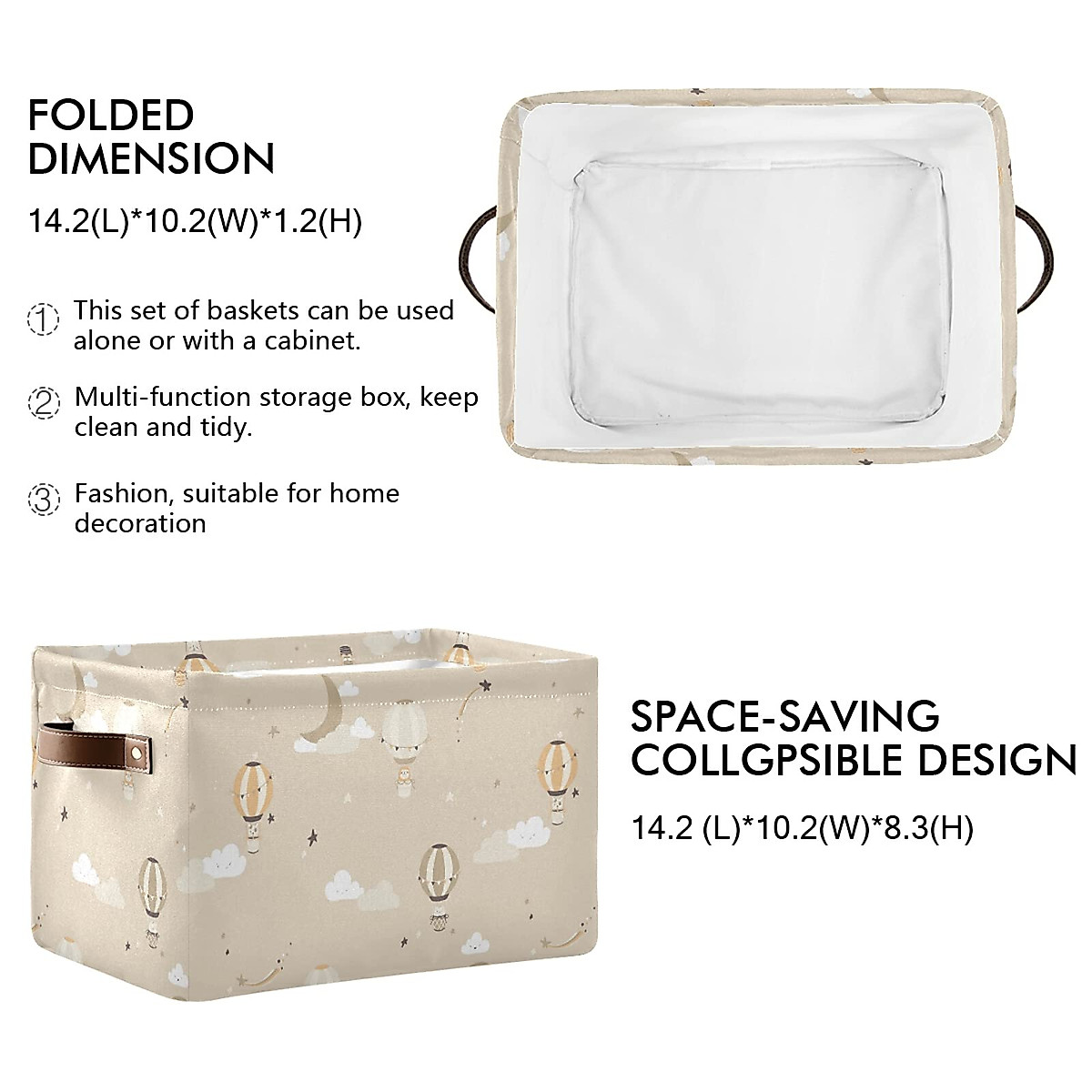 xigua Cute Hot Air Balloon Storage Bin for Toy Storage Basket Dirty Clothes Sundries Office Home Closet Organizer Shelf Cube Box Waterproof Laundry Basket