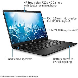 HP Notebook 15 15.6-inch Laptop - Intel Celeron N4020 Processor - 8GB DDR4 Memory - 128GB SSD - Webcam - Type-C - RJ-45 - HDMI - Windows 10 Home (Renewed)