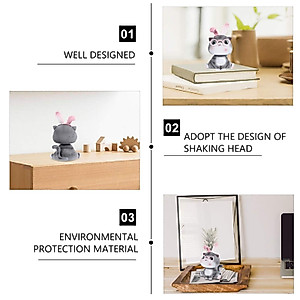 Amosfun Cat Bobblehead Ornaments Shaking Rabbit Ear Lucky Cat Figurines Animal Dancing Figure Toy Car Dashboard Decorations for Vehicle Home Office Desktop (Random)