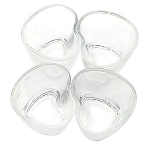 GARASANI 4 Pack Korean Soju Shot Glasses Set 1.7 oz, Korean Soju, whiskey, tequila, vodka, espressos, desserts, party decorations, Clear Glass (Heart Shot Glasses)
