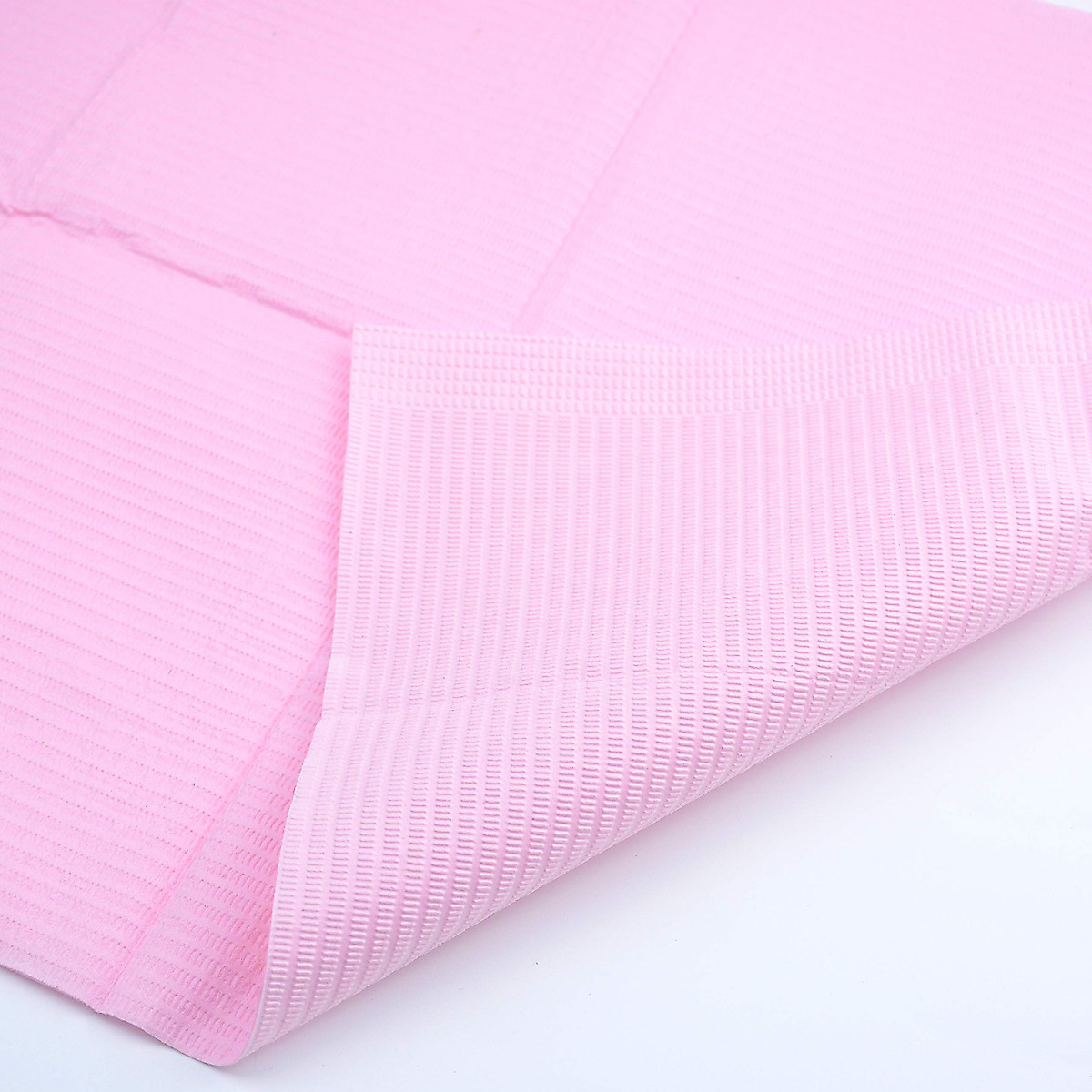 AebDerp 125Pcs Disposable Nail Art Tattoo Paper Towels Table Mat, 3-Ply Waterproof Tattoo Bibs Sheets Nail Desk Mat, Tattooing Tablecloth Pads Tray Covers, Nail Napkins for Nail Salon Supplies (Pink)