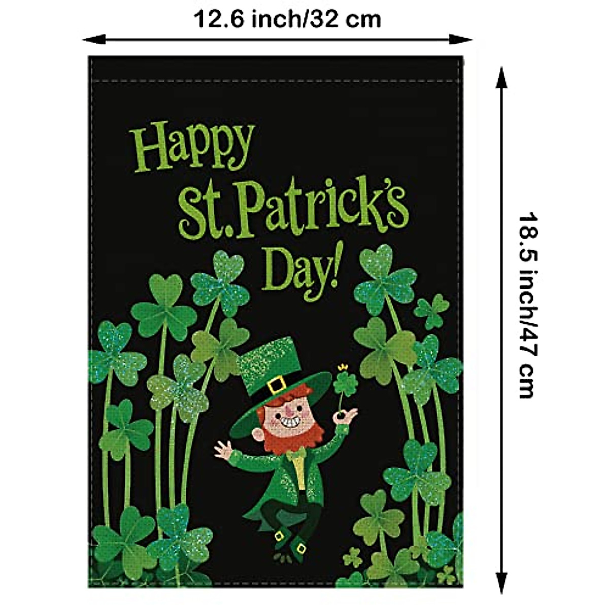 St Patricks Day Garden Flag Shamrocks Leprechaun Vertical Double Sided Burlap Flag 12.5 x 18 Inch Happy St.Patrick's Day Spring Holiday Farmhouse Outdoor Yard Decoration