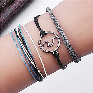 Softones VSCO String Wave Bracelets for Women Handmade Colorful Waterproof Adjustable Braided Beach Bracelet Set for Women