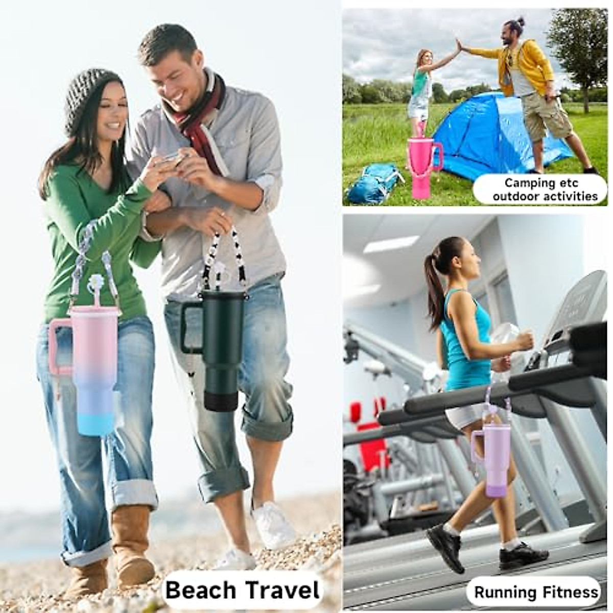 Sanilinwild 40 oz Tumbler with Handle Straw and Accessories, Drop & Abrasion Resistant, Vacuum Double-Layer Insulation, Ideal for Camping, Fitness, Outdoor Use