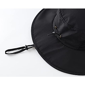Home Prefer UPF50+ Mens Sun Hat Wide Brim Fishing Hat UV Protection Hat Portable Gardening Bucket Hat Black