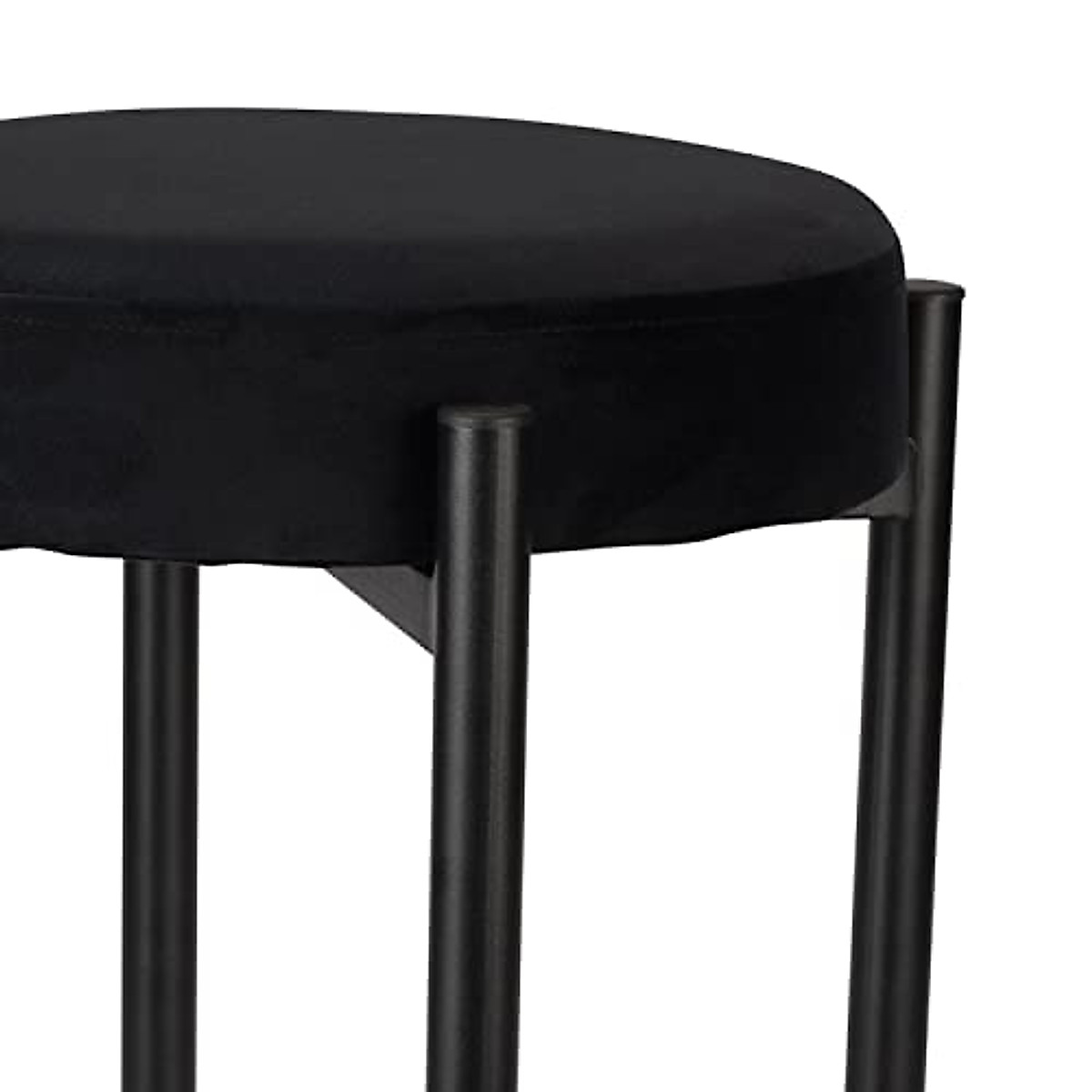 Home Details Dimensions: 13.4" x 13.4" x 17.9" | Easy to Assemble | Stylish Cushion | Compact Design | Black Velour Vanity Stool