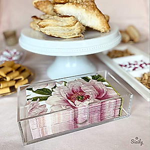 Sicily Guest Hand Towel Holder (5mm Acrylic) Multifold Paper Towel Dispenser (9.87”W x 4.75”D x 2.75”H) Hand Towel Napkin Holder for Bathroom and Kitchen Countertop - Bathroom Napkin Holder