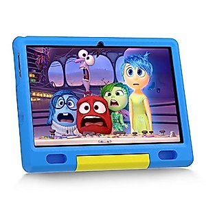 Cheerjoy Kids Tablet 10 inch, Android 12 Tablet for Kids with Parent Control, Kidoz Pre-Installed, 2GB+32GB, 6000mAh Dual Camera WiFi Bluetooth Tablet, Children Tablet with Shock-Proof Case (Blue)