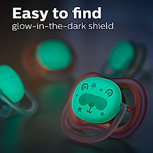 Philips AVENT Ultra Air Nighttime, 6-18 Months Pacifier, Blue, Pack of 4, SCF376/43