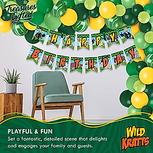 Treasures Gifted Officially Licensed Wild Kratts Birthday Banner - Wild Kratts Happy Birthday Banner - Wild Kratts Birthday Party Supplies - Wild Kratts Party Decorations for Walls & Entryways