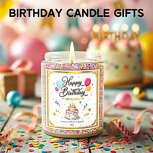 VEGISHINE Birthday Candles Gifts for Women, Birthday Gifts for Women Men, 9 oz Happy Birthday Candle with Vanilla Birthday Cake Scent, Birthday Gifts for Women Friendship Ideas