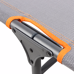 PORTAL Adjustable Portable Cot for Adults, Folding Chair, 4-Position Recliner with 250lbs Weight Capacity Lounger, Travel, Camping, Beach, Grey, Orange